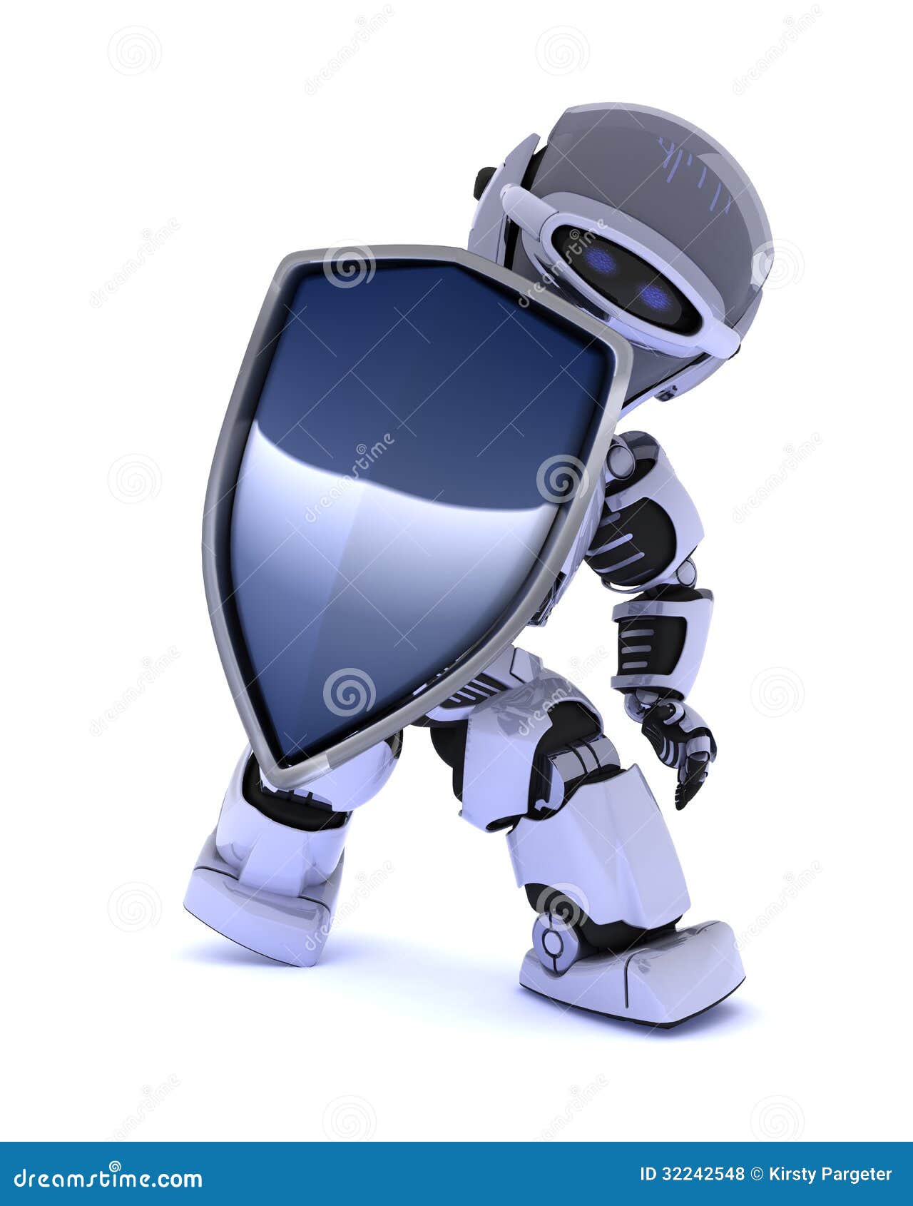 Robot with a shield stock illustration. Illustration of defend - 32242548