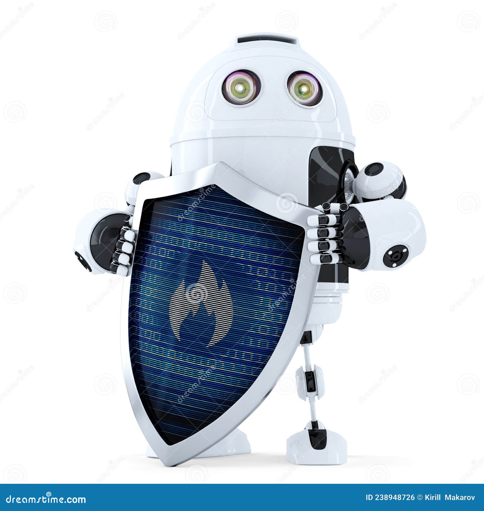 Robot with Shield. Firewall Protection Concept. Isolated. Contains ...