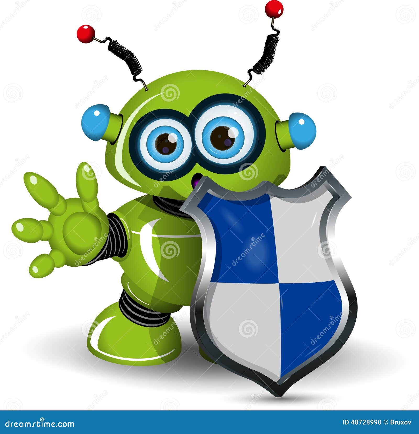 Robot with a Shield stock illustration. Illustration of concept - 48728990
