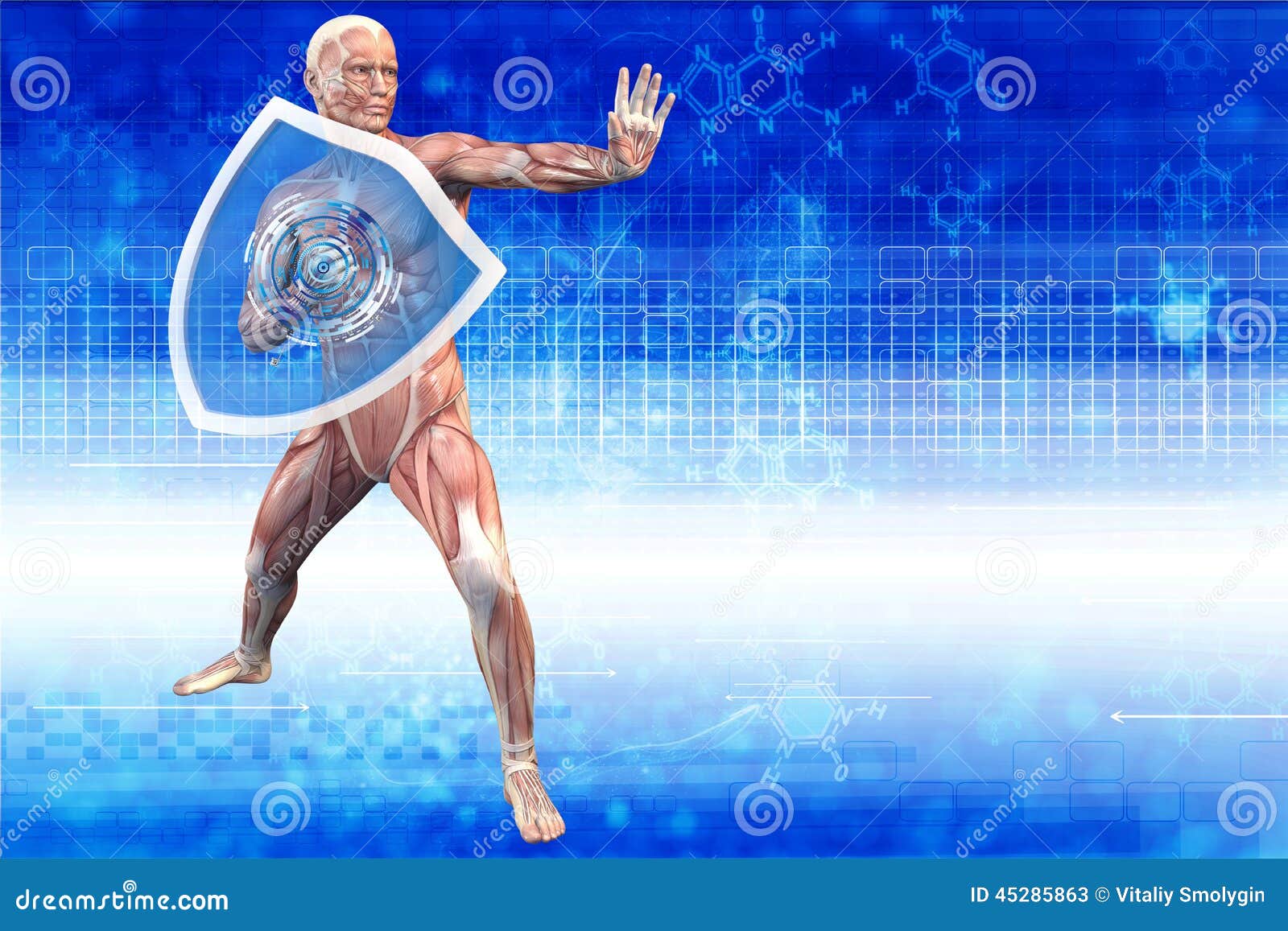 Robot with shield stock illustration. Illustration of imagination ...