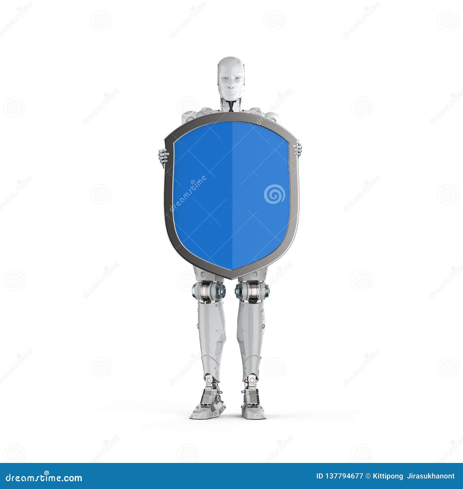 Robot with Shield Protection Stock Illustration - Illustration of ...