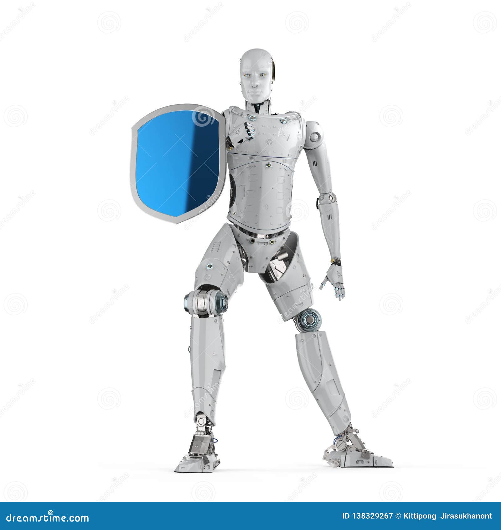 Robot with Shield Protection Stock Illustration - Illustration of ...