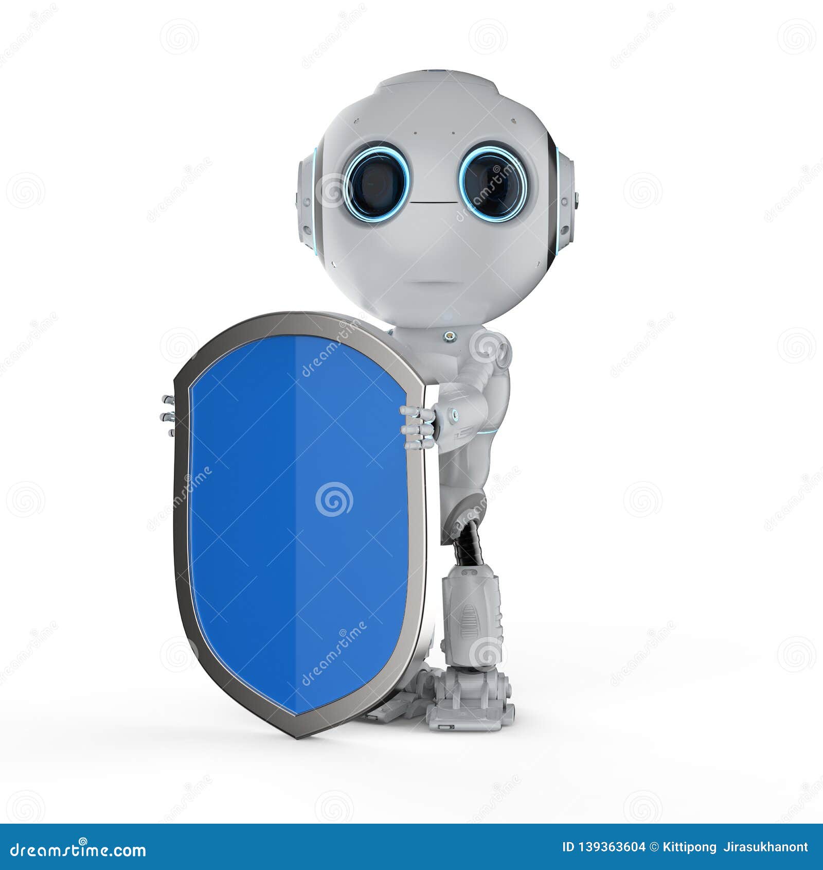 Robot with Shield Protection Stock Illustration - Illustration of crime ...