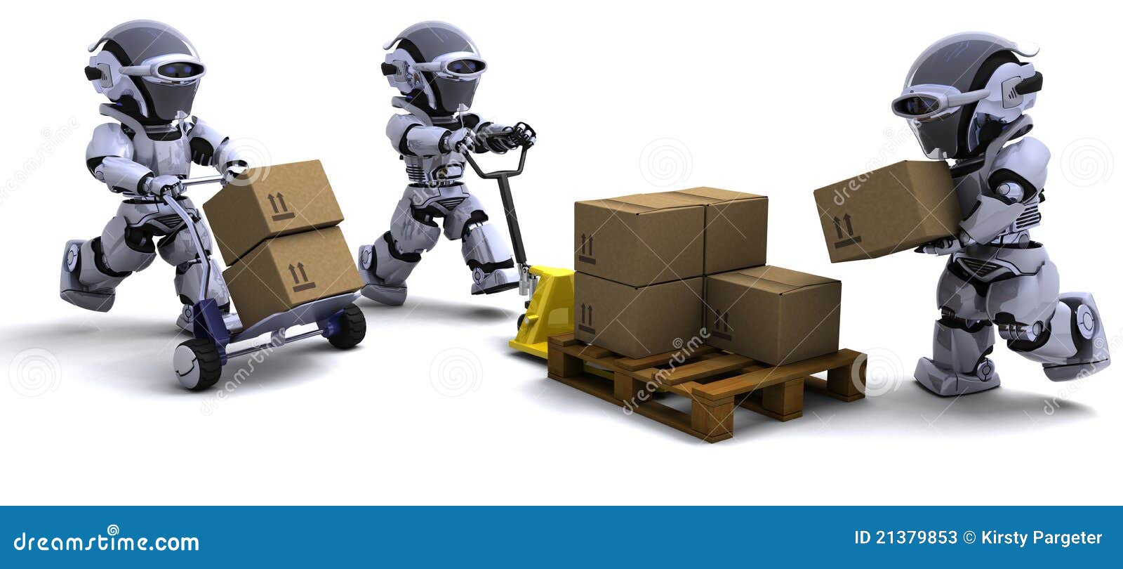 Robot with Shipping Boxes stock illustration. Illustration of cardboard ...