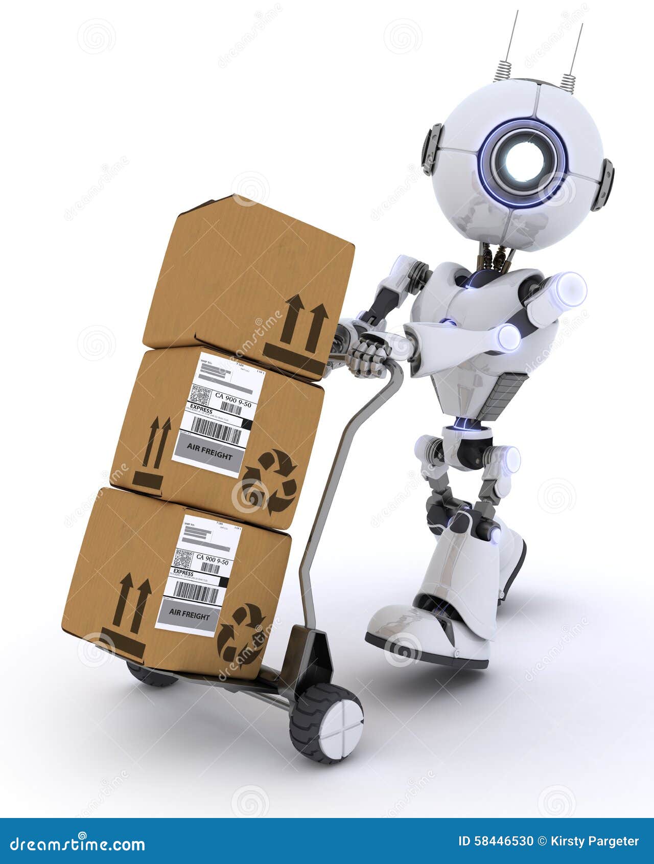 Robot with Shipping Boxes stock illustration. Illustration of modern ...