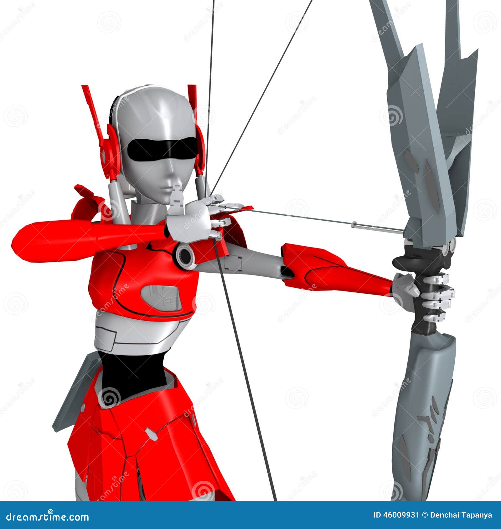 Robot shooting bow 1 stock illustration. Illustration of target - 46009931