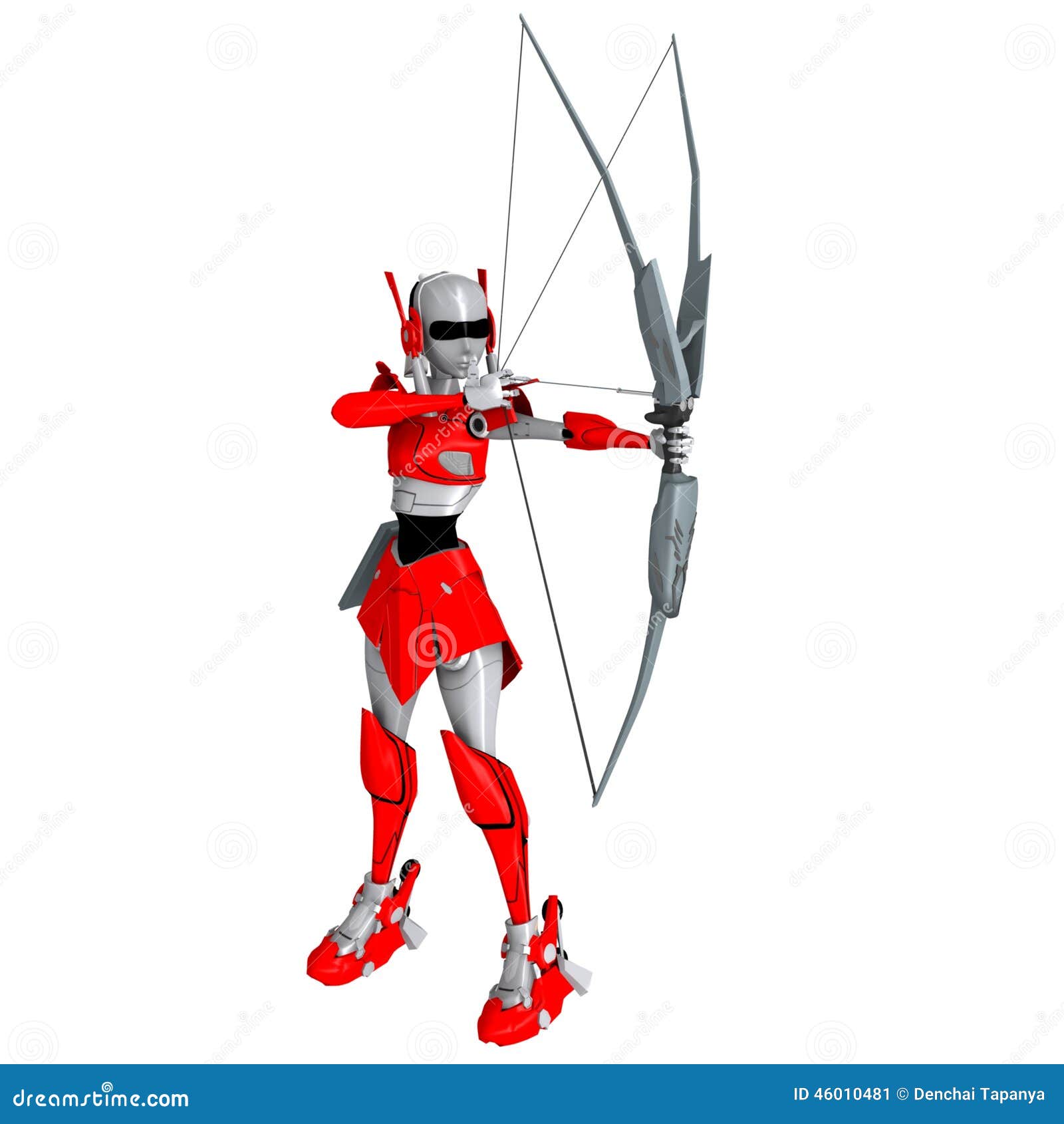 Robot shooting bow 2 stock illustration. Illustration of portrait ...