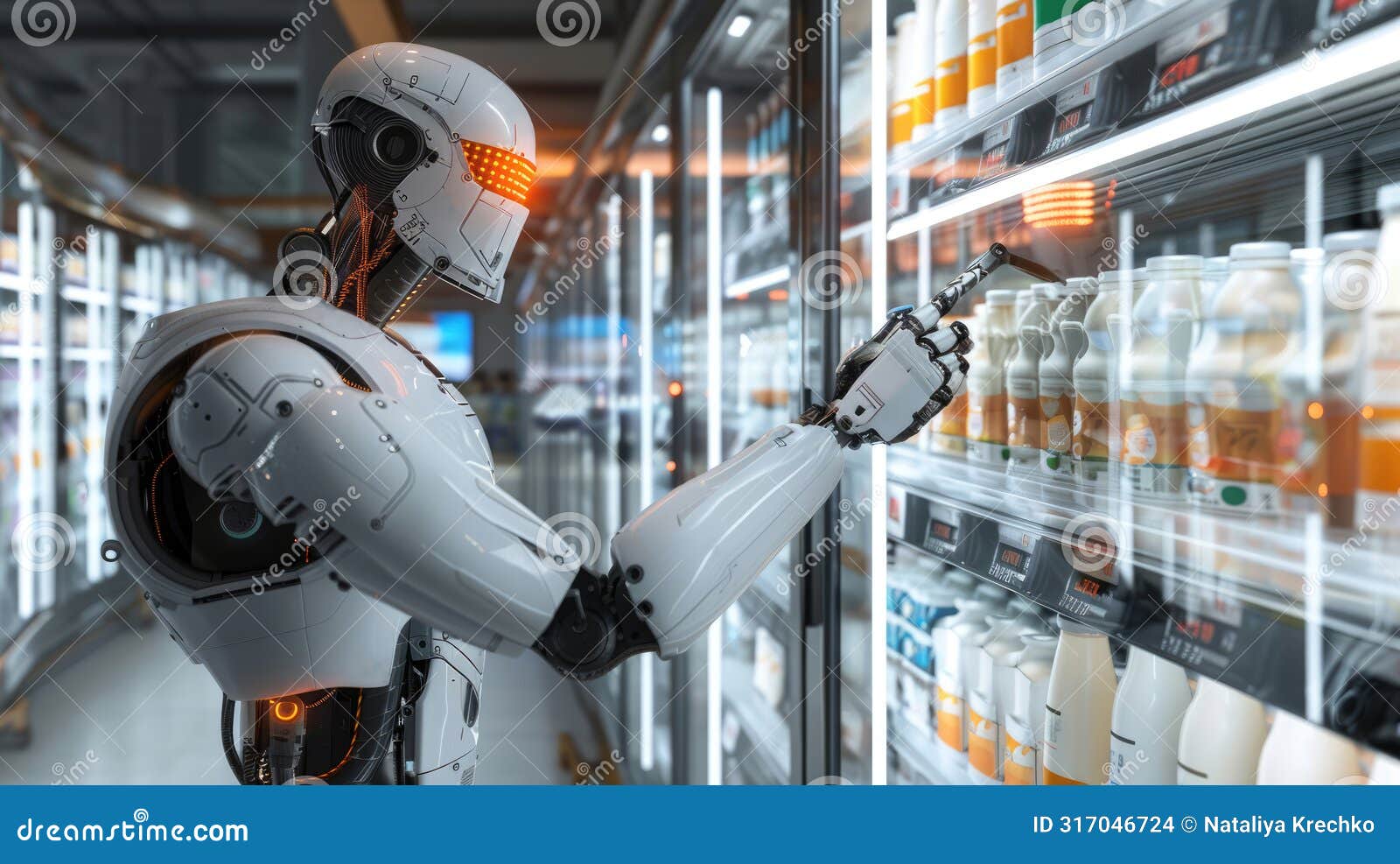Robot Shopping in a Store. Artificial Intelligence Concept Stock Photo ...