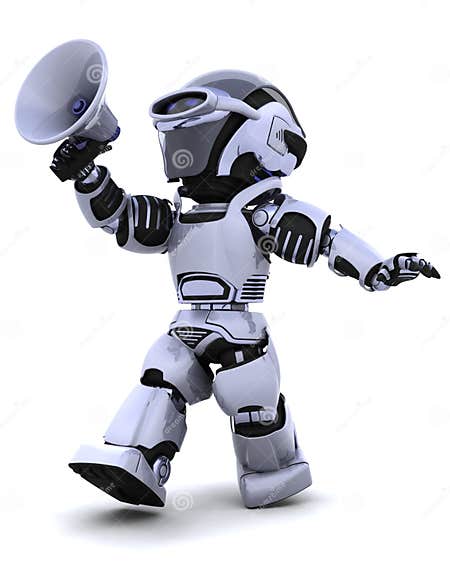 Robot Shouting into Bullhorn Stock Illustration - Illustration of ...