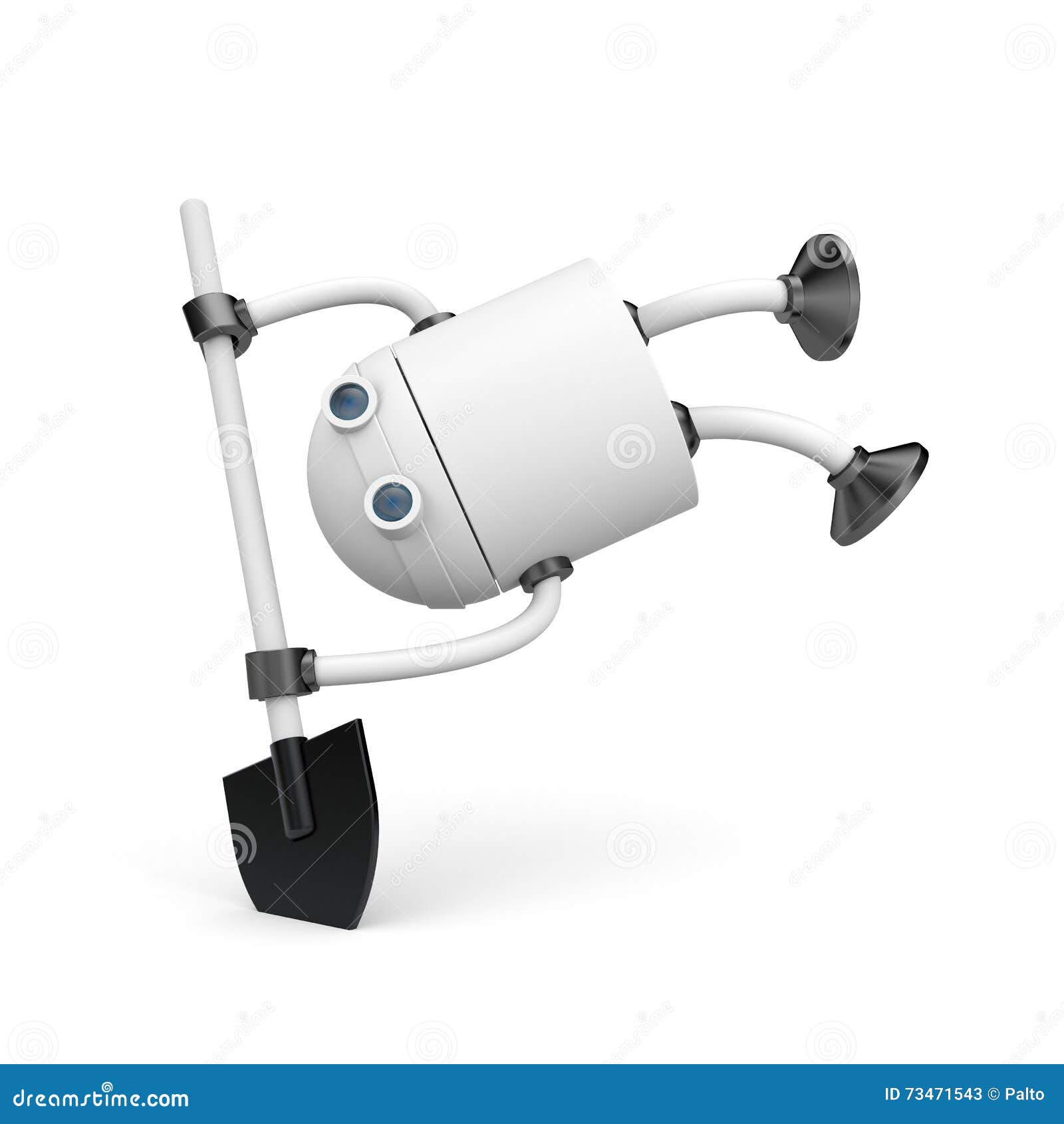 Robot with shovel stock illustration. Illustration of growth - 73471543
