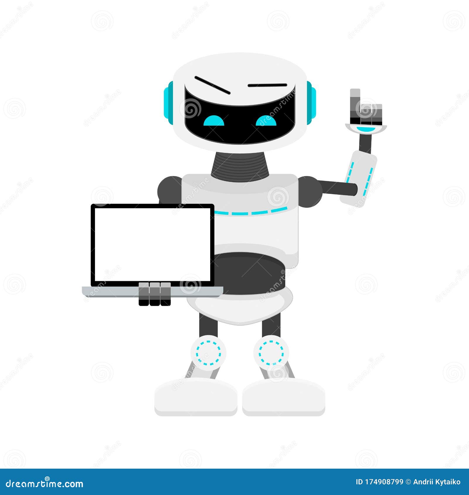 Robot Show Message on Laptop Stock Vector - Illustration of character ...