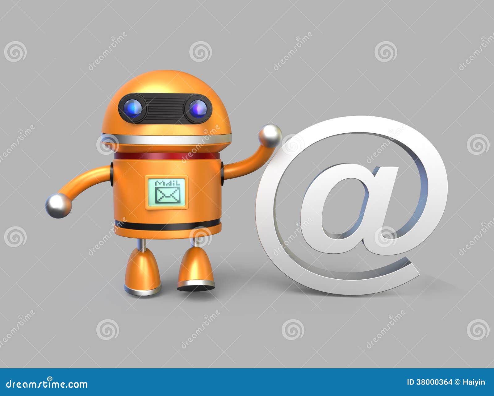 Robot Show at Sign for E-mail Concept Stock Illustration - Illustration ...