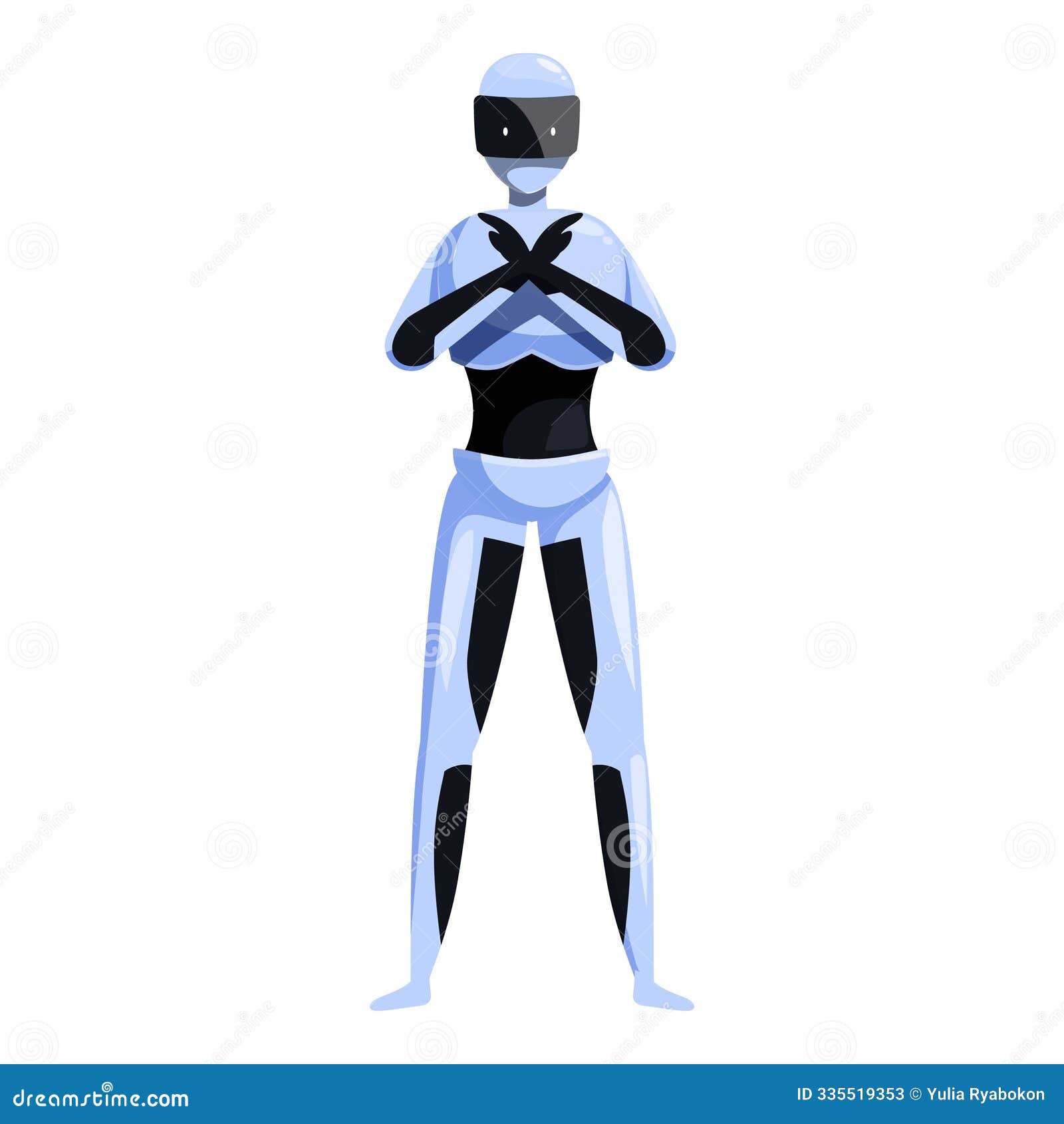 Robot Showing Stop Sign with Crossed Arms Gesture Stock Vector ...