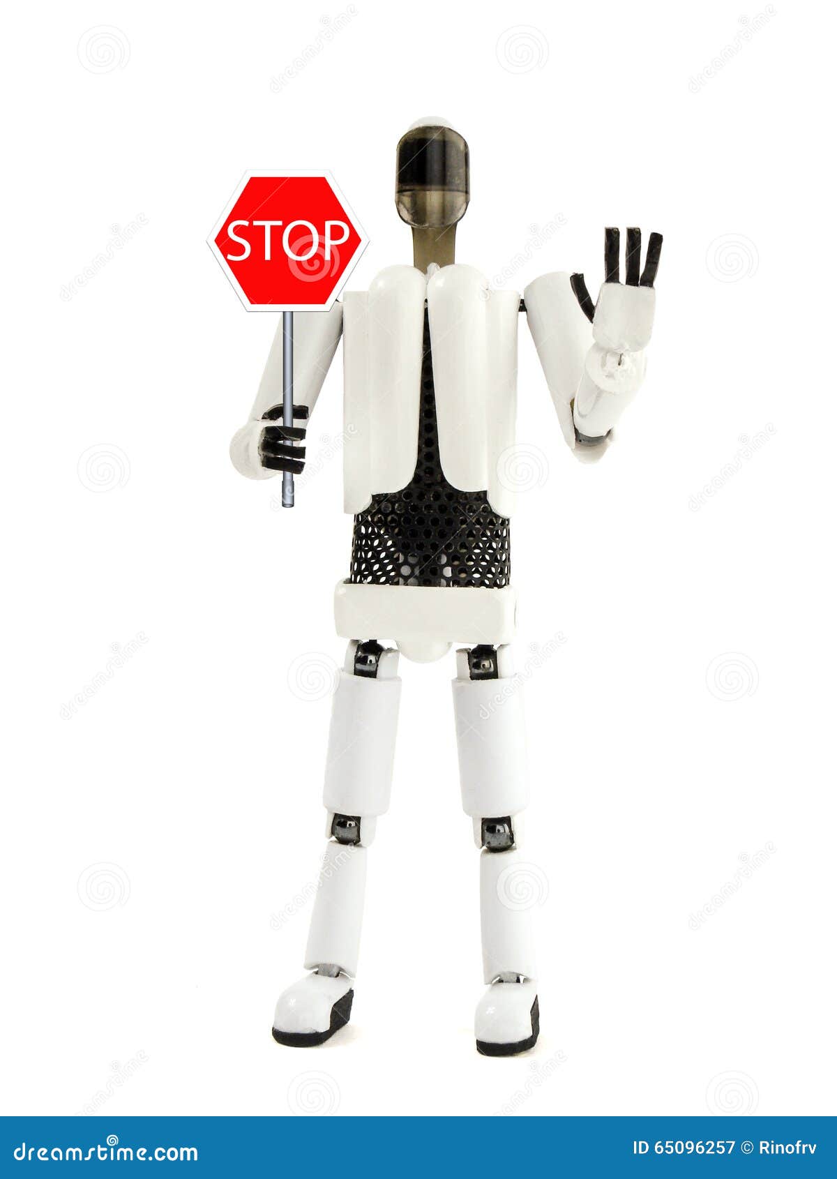 The Robot Shows a Stop Sign Stock Image - Image of show, computer: 65096257