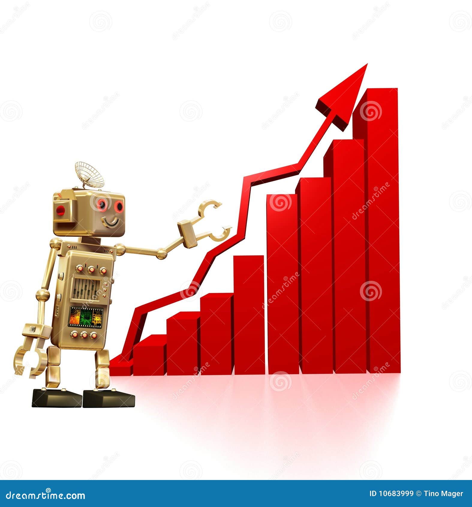 Robot shows success graph stock illustration. Illustration of liberty ...