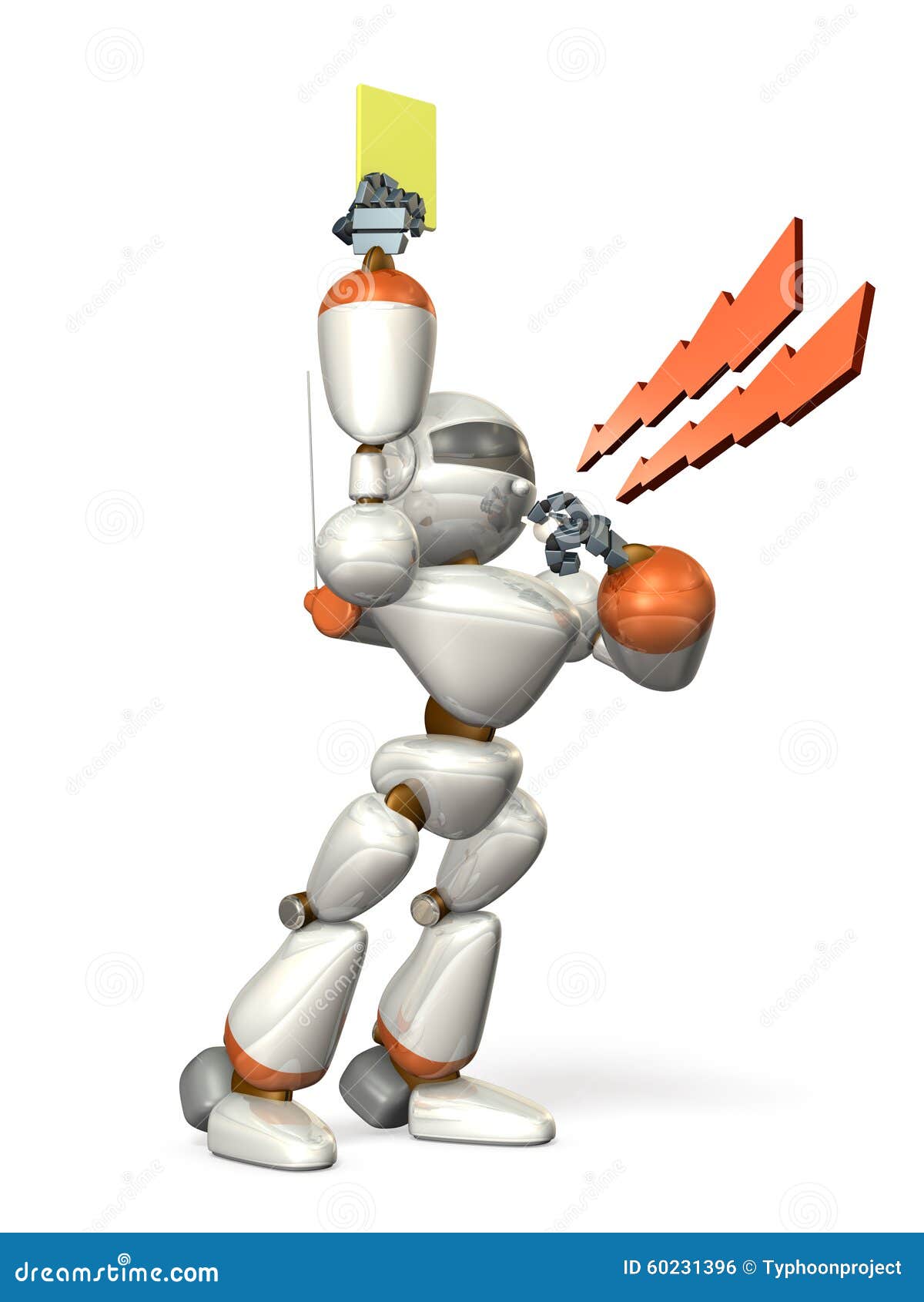 Robot Shows A Business Card. Contains Clipping Path Of Entire Sc ...