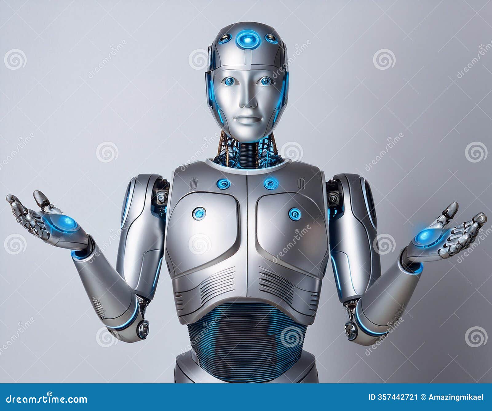Robot Shrugging with Both Hands Stock Image - Image of concept, human ...