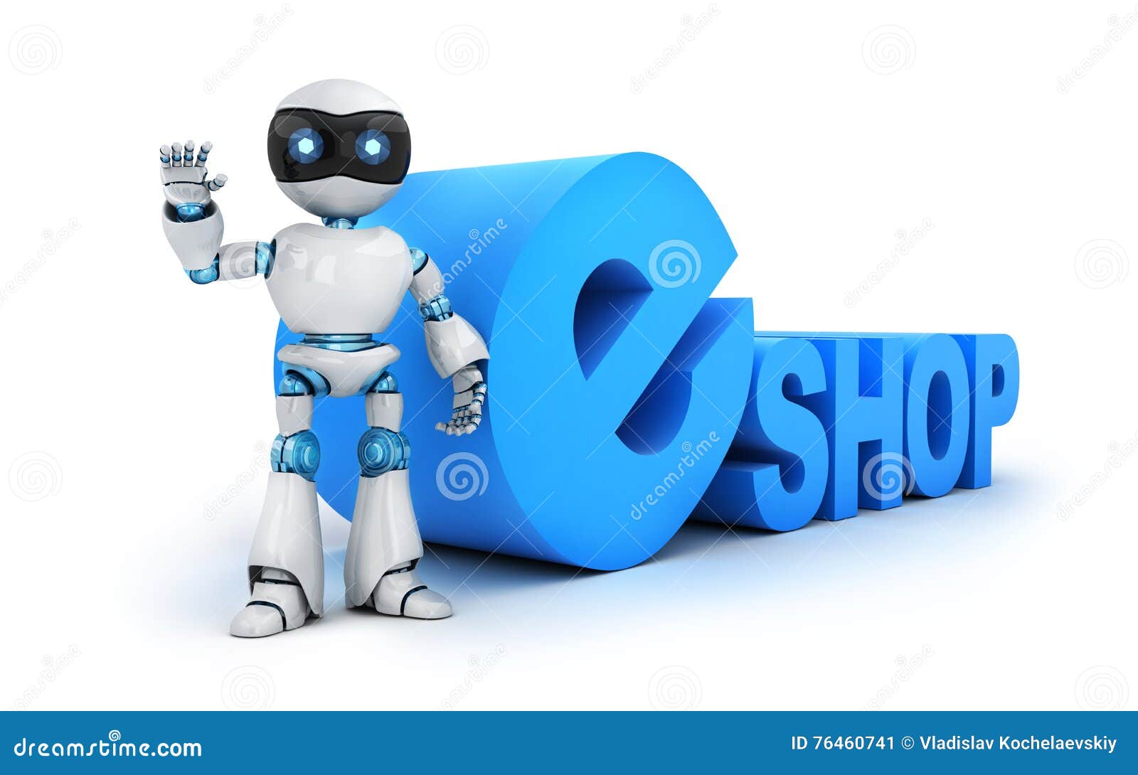 Robot and sign e-shop stock illustration. Illustration of shopping ...