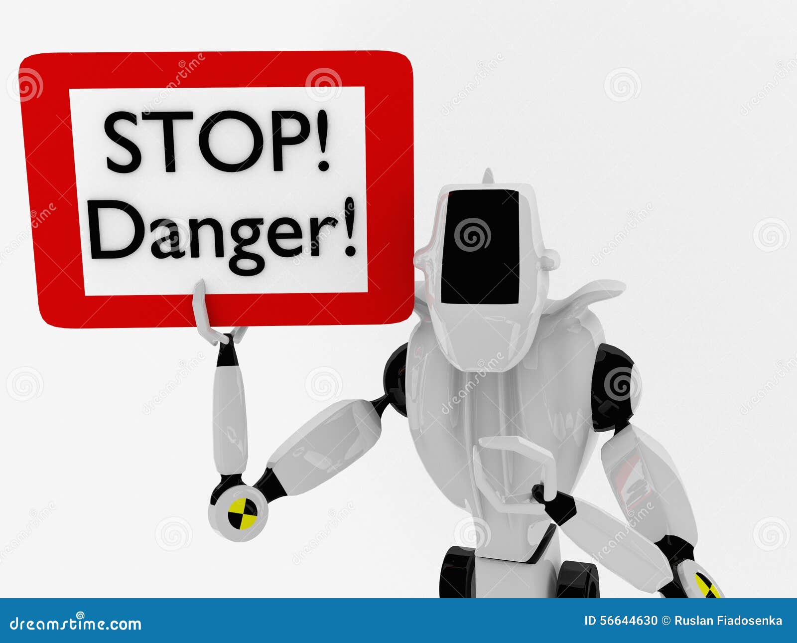A robot with a sign stock illustration. Illustration of stop - 56644630
