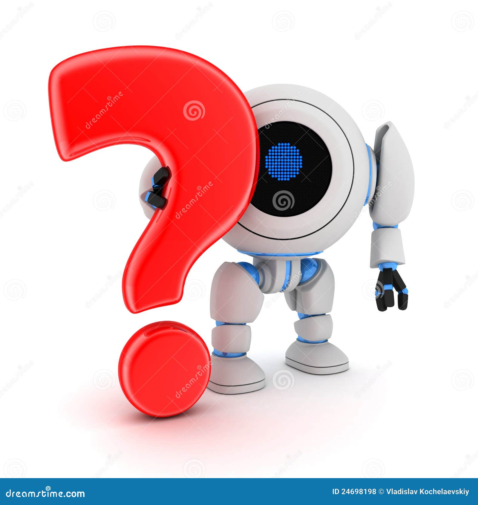 Robot and sign question stock illustration. Illustration of render ...
