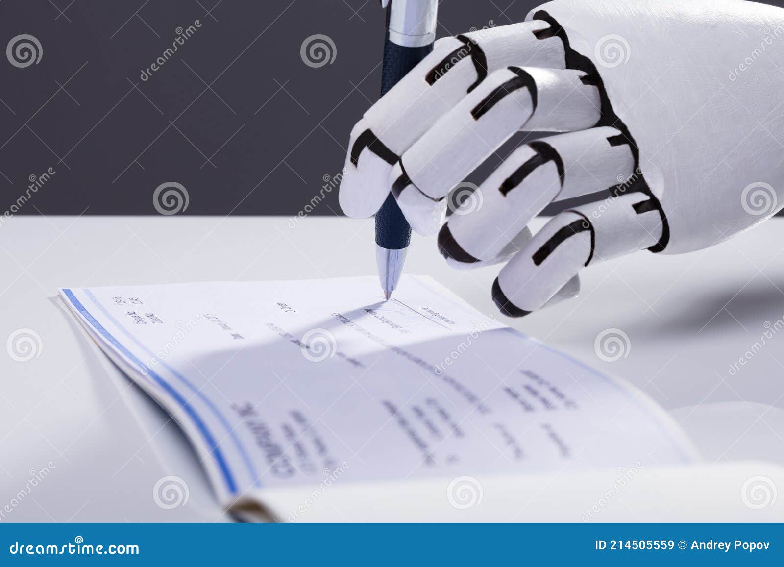Robot Signing Cheque stock image. Image of payroll, auto - 214505559