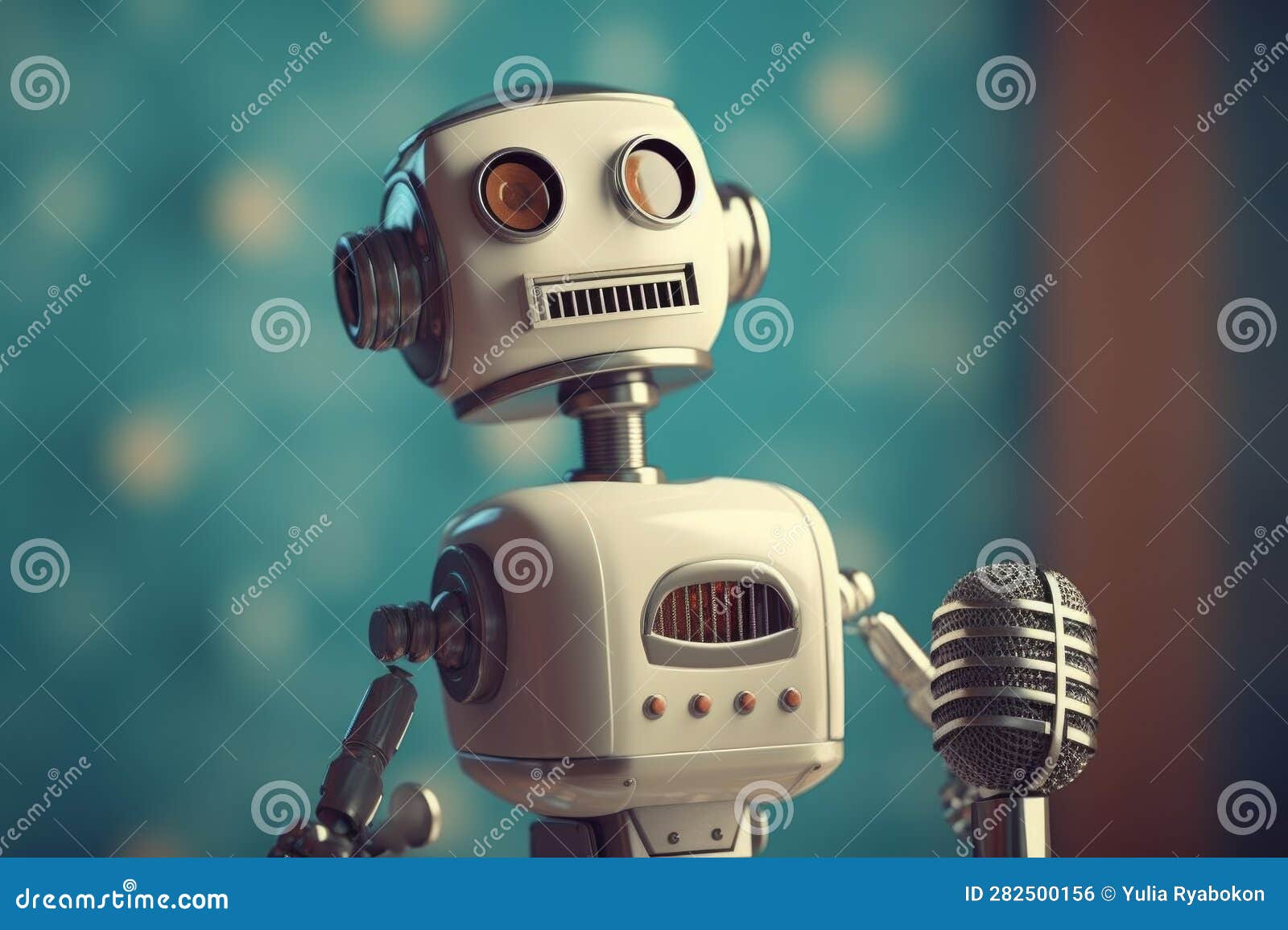 Robot Singer With Microphone Stock Photography | CartoonDealer.com ...