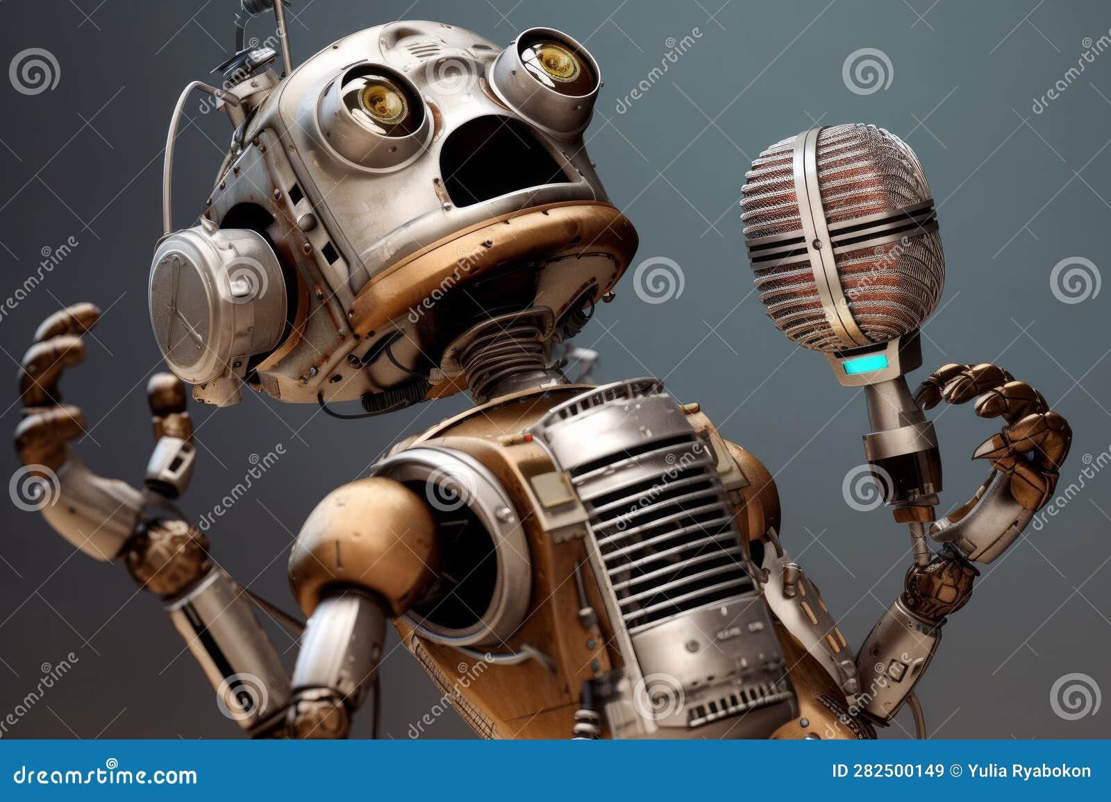 Robot Singer Microphone. Generate Ai Stock Illustration - Illustration ...