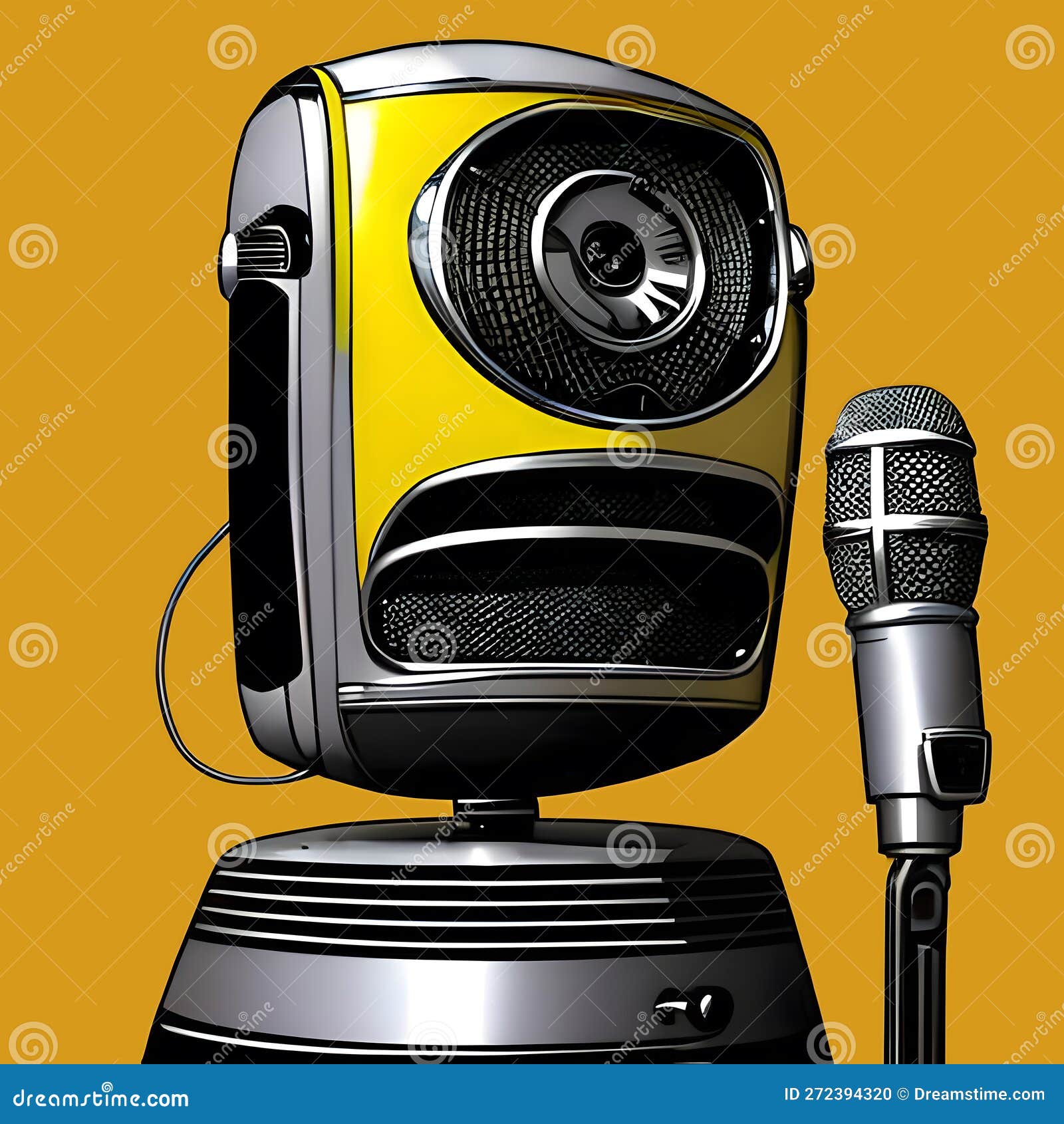 Robot Singer with Microphone Stock Illustration - Illustration of ...