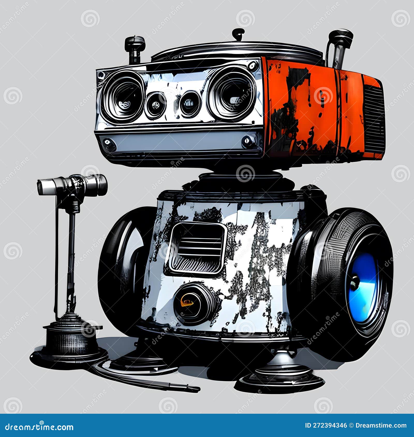 Robot Singer with Microphone Stock Illustration - Illustration of ...