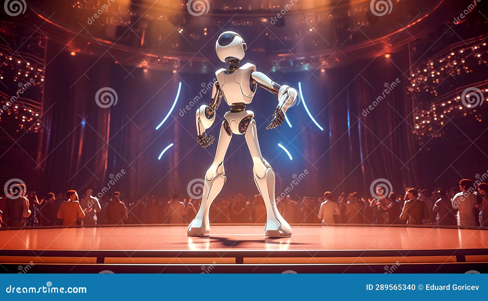 A Robot Singer on a Theater Stage Stock Illustration - Illustration of ...