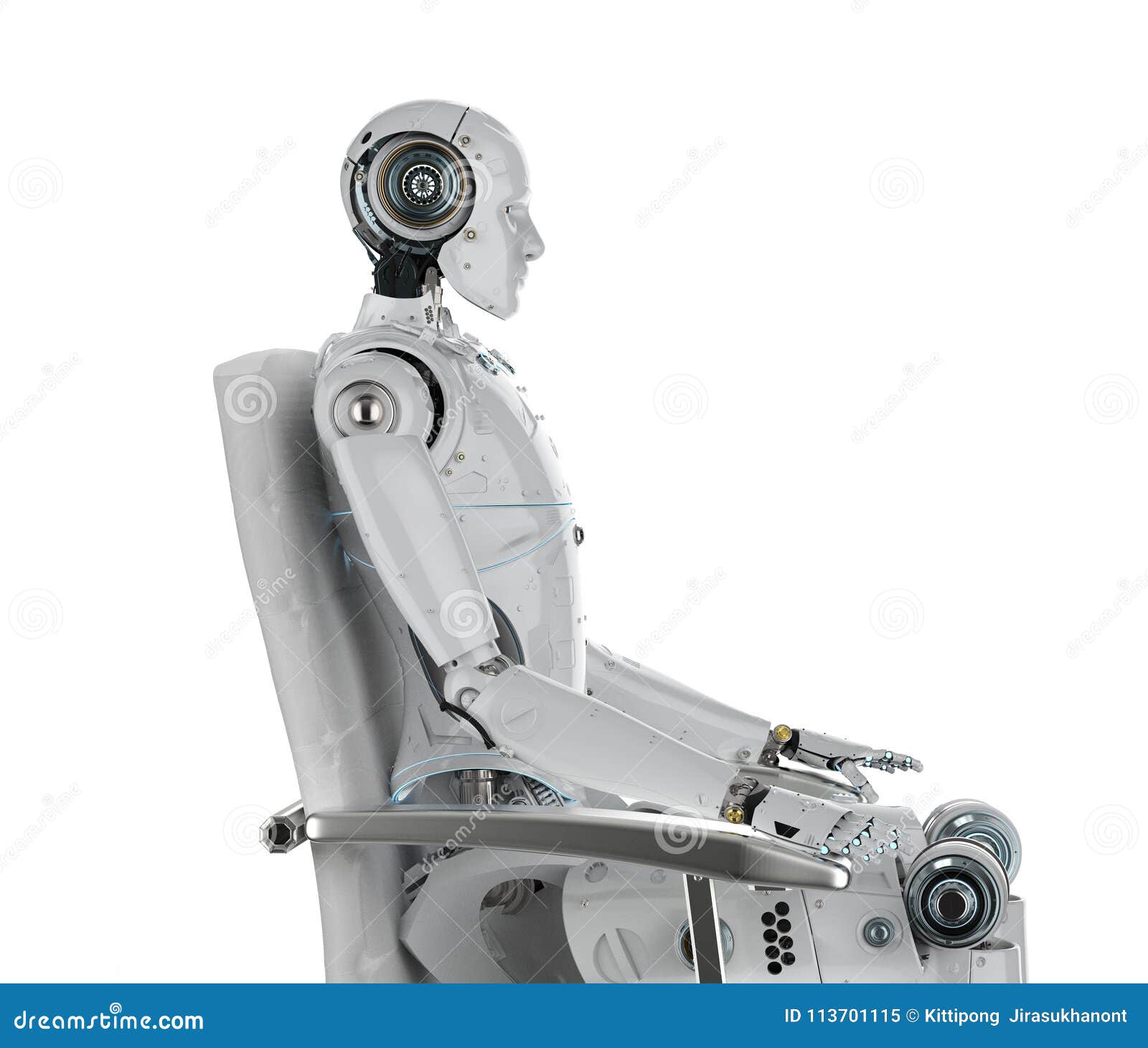 Robot sit on chair stock illustration. Illustration of chair - 113701115