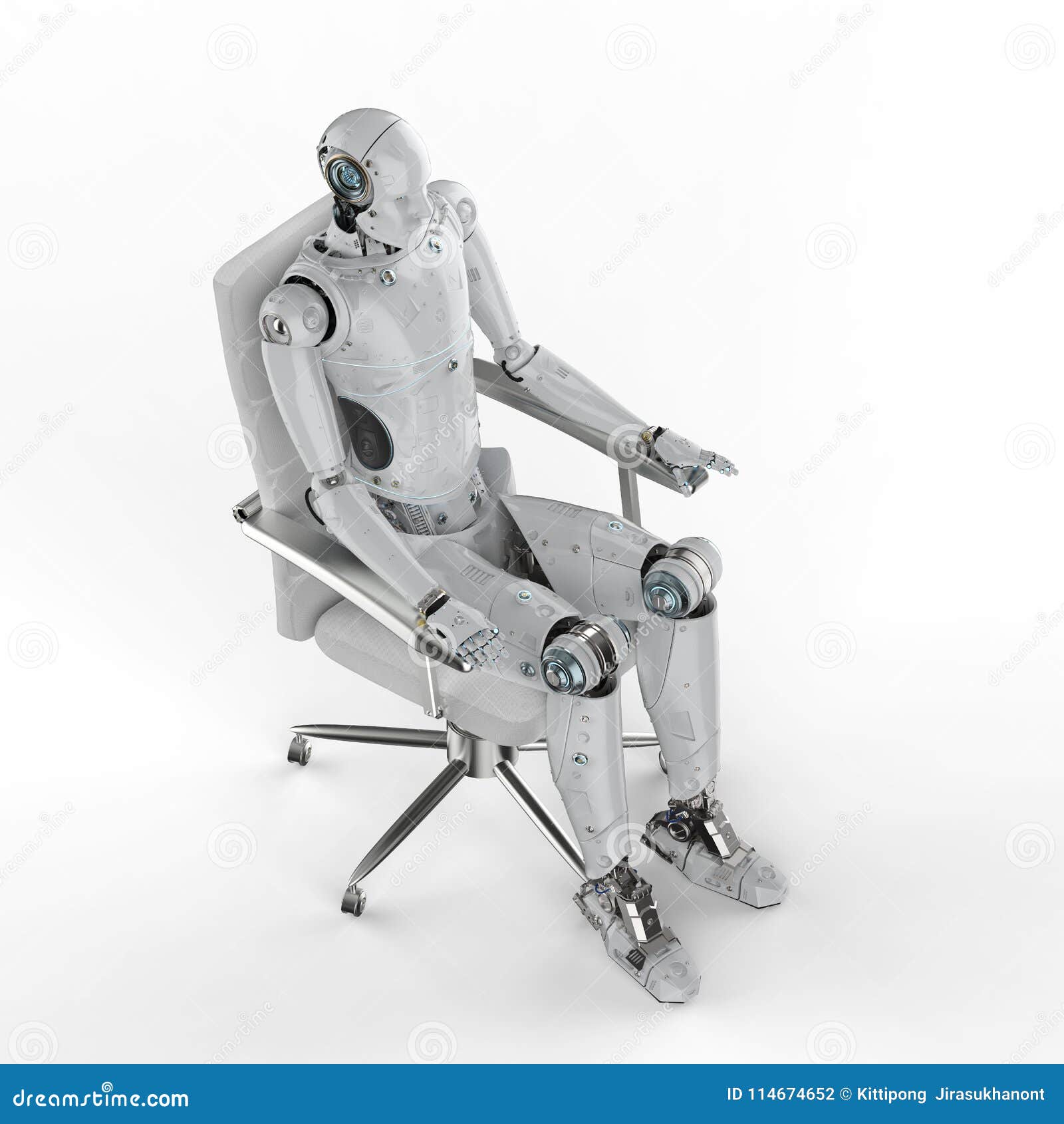 Robot sit on chair stock illustration. Illustration of rendering ...