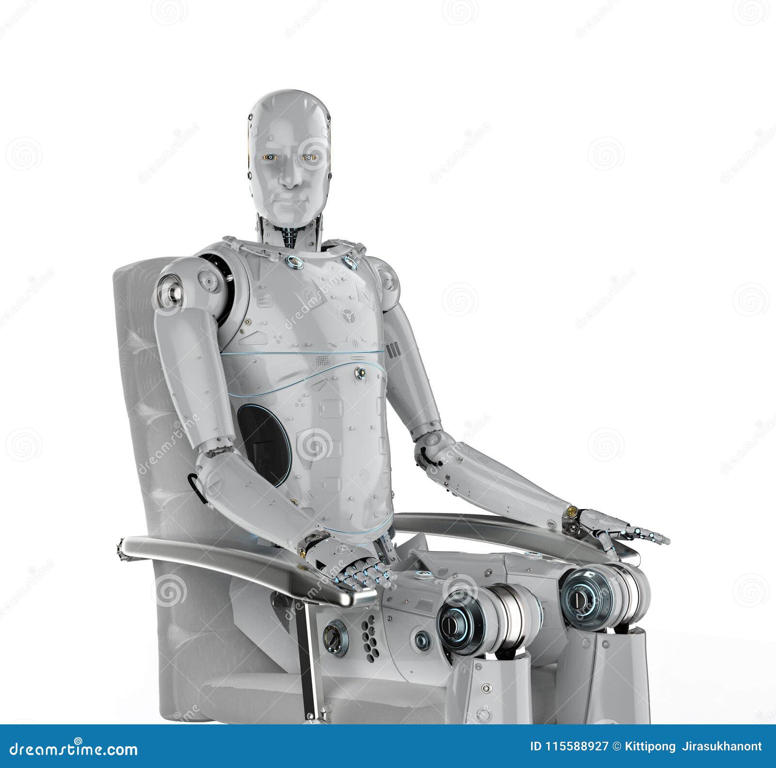 Robot sit on chair stock illustration. Illustration of background ...