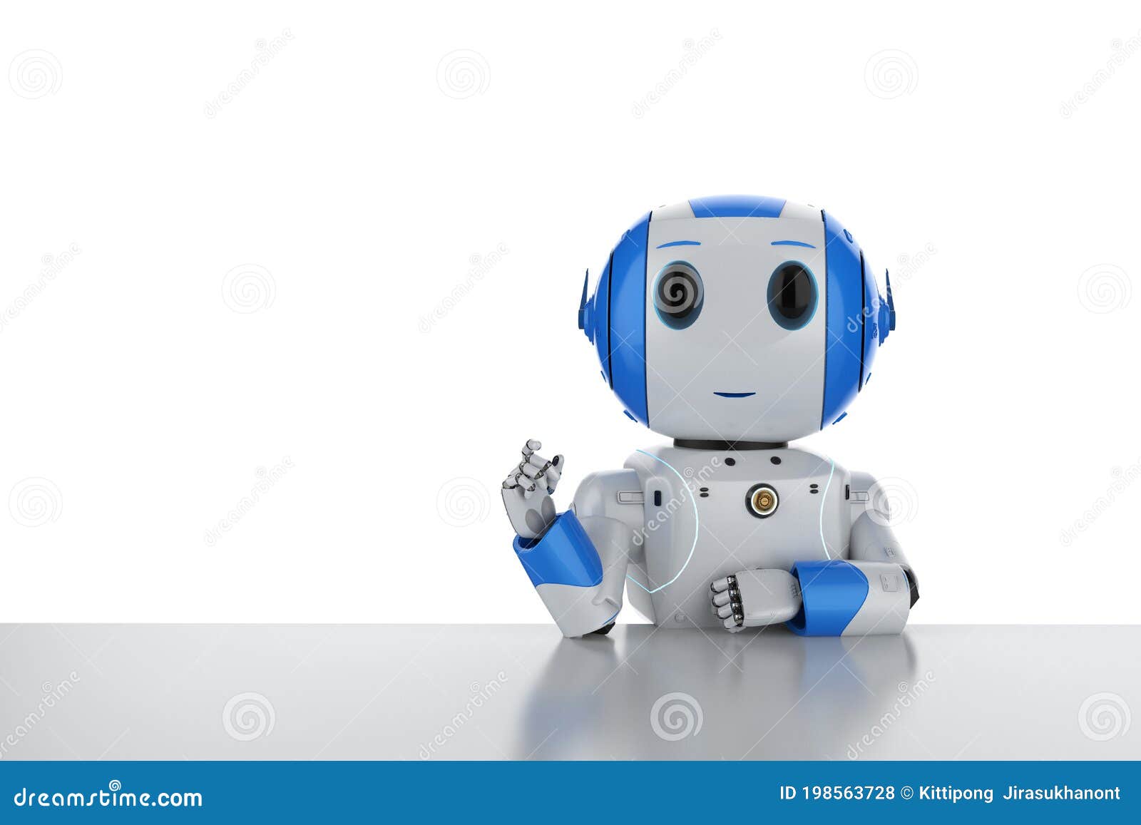 Robot sit on desk stock illustration. Illustration of digital - 198563728