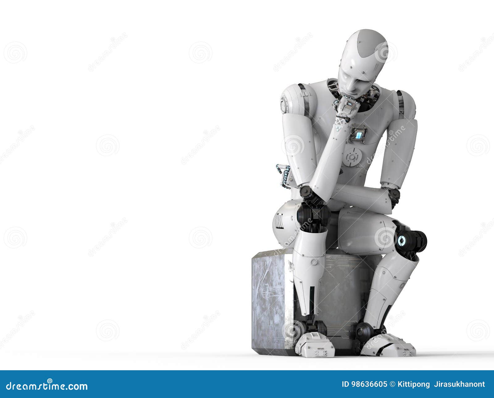 Robot Thinking Overwhelmed Into The Tunnel Digital Information Royalty ...