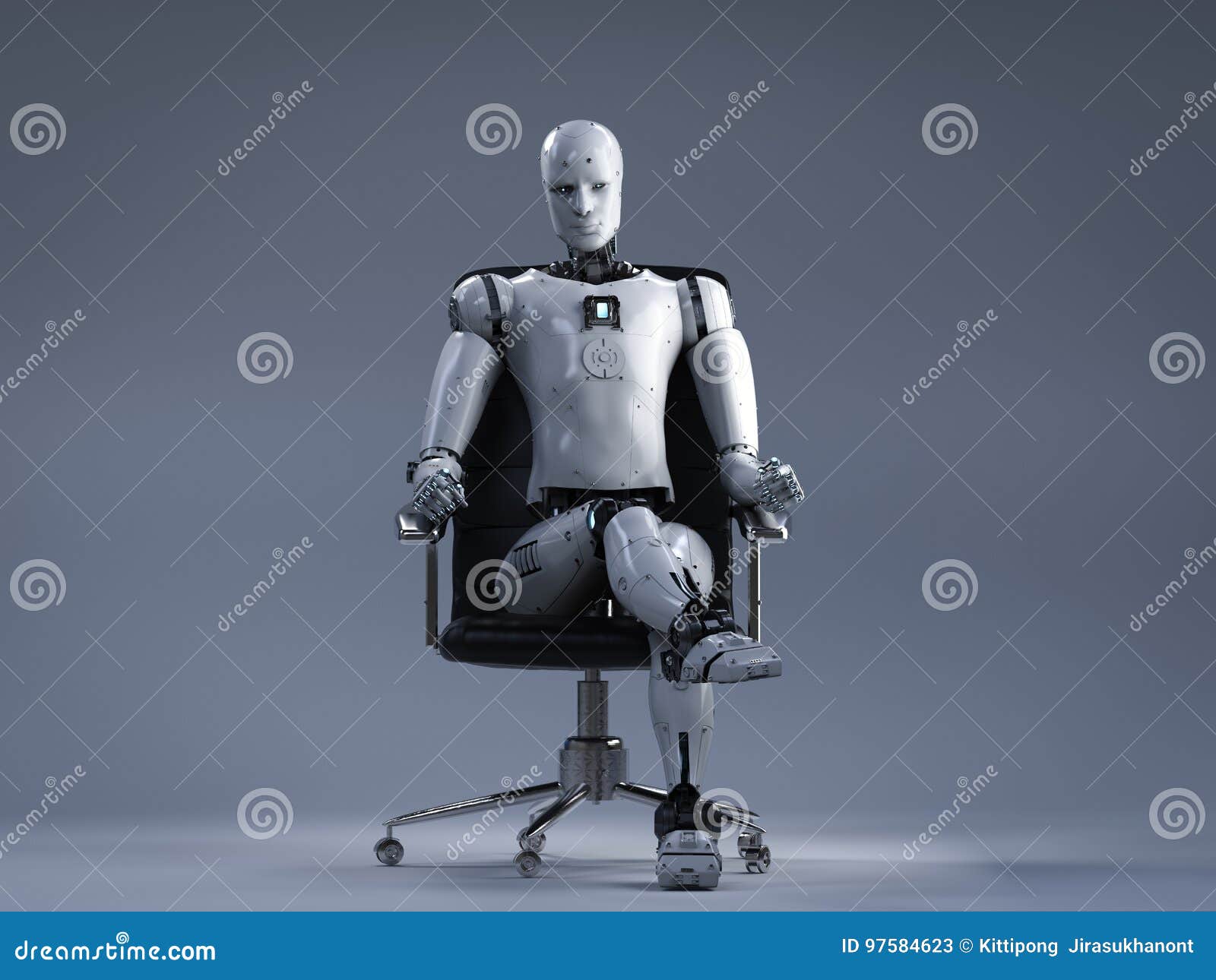 Robot sit on office chair stock illustration. Illustration of ...
