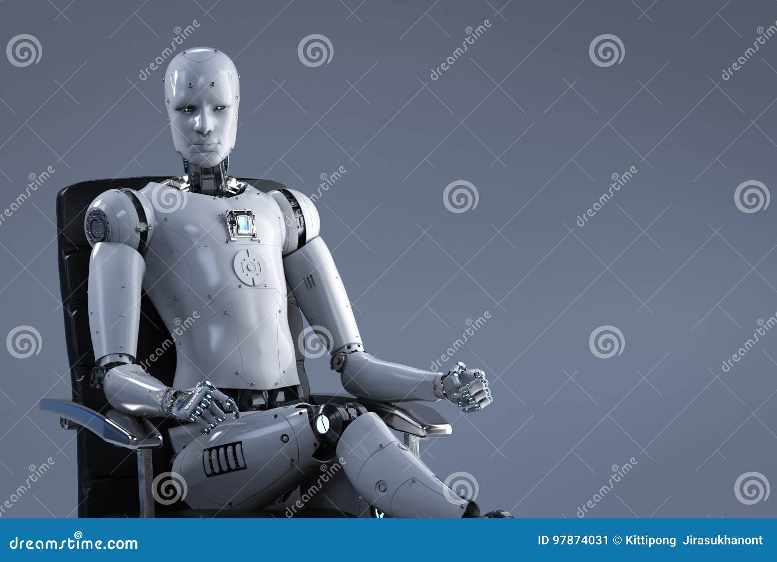 Robot sit on office chair stock illustration. Illustration of ...