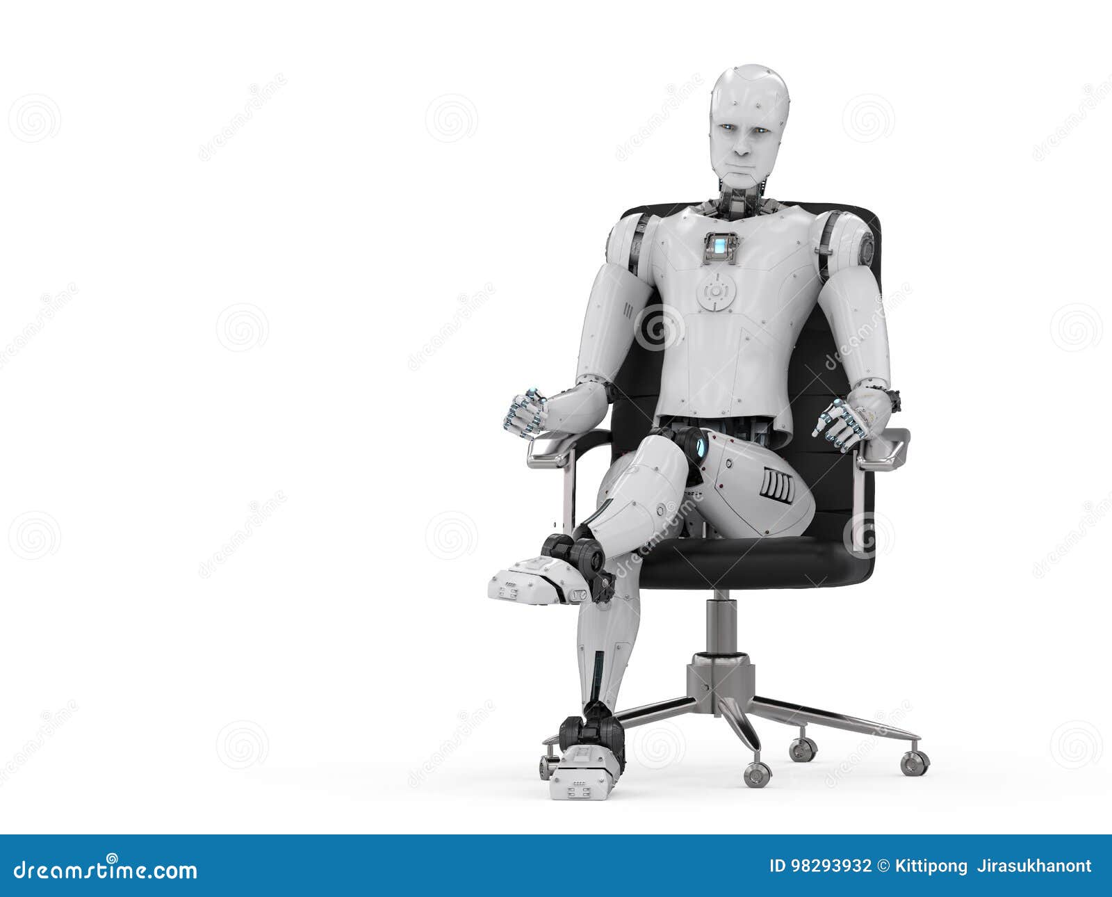 Robot sit on office chair stock illustration. Illustration of android - 98293932