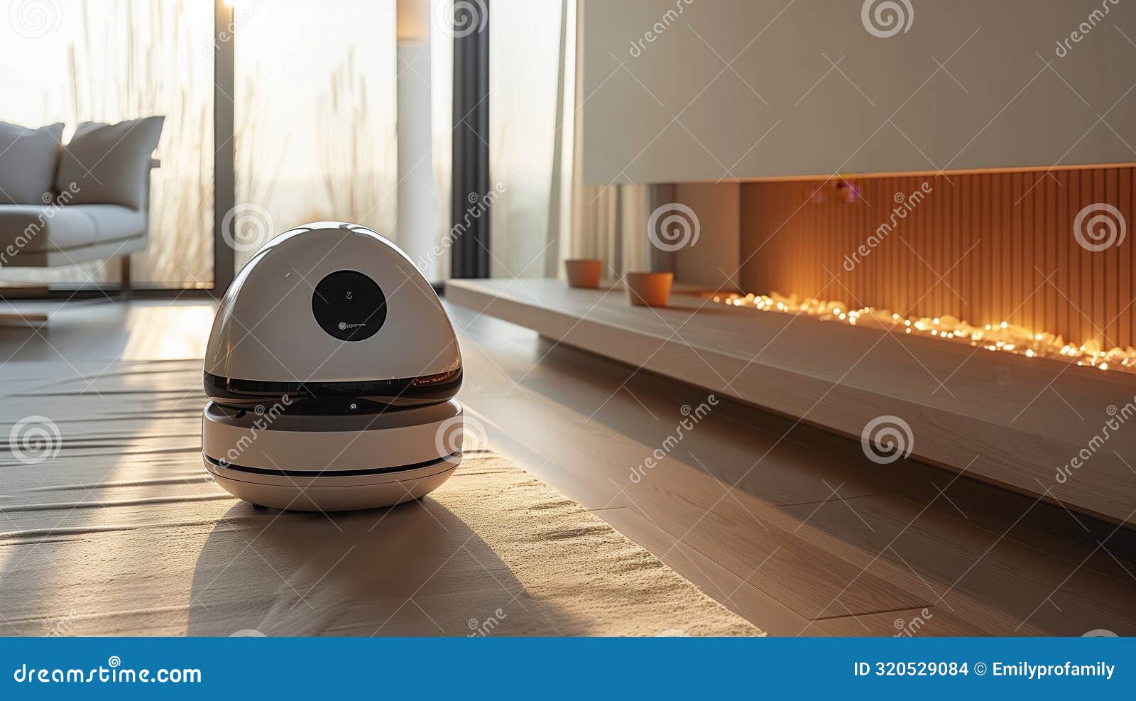 Robot Sitting by Fireplace stock photo. Image of automated - 320529084