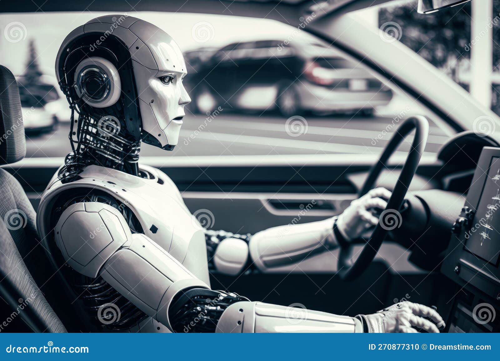 Robot Sitting in the Driver Seat of Car. Generative AI Stock ...