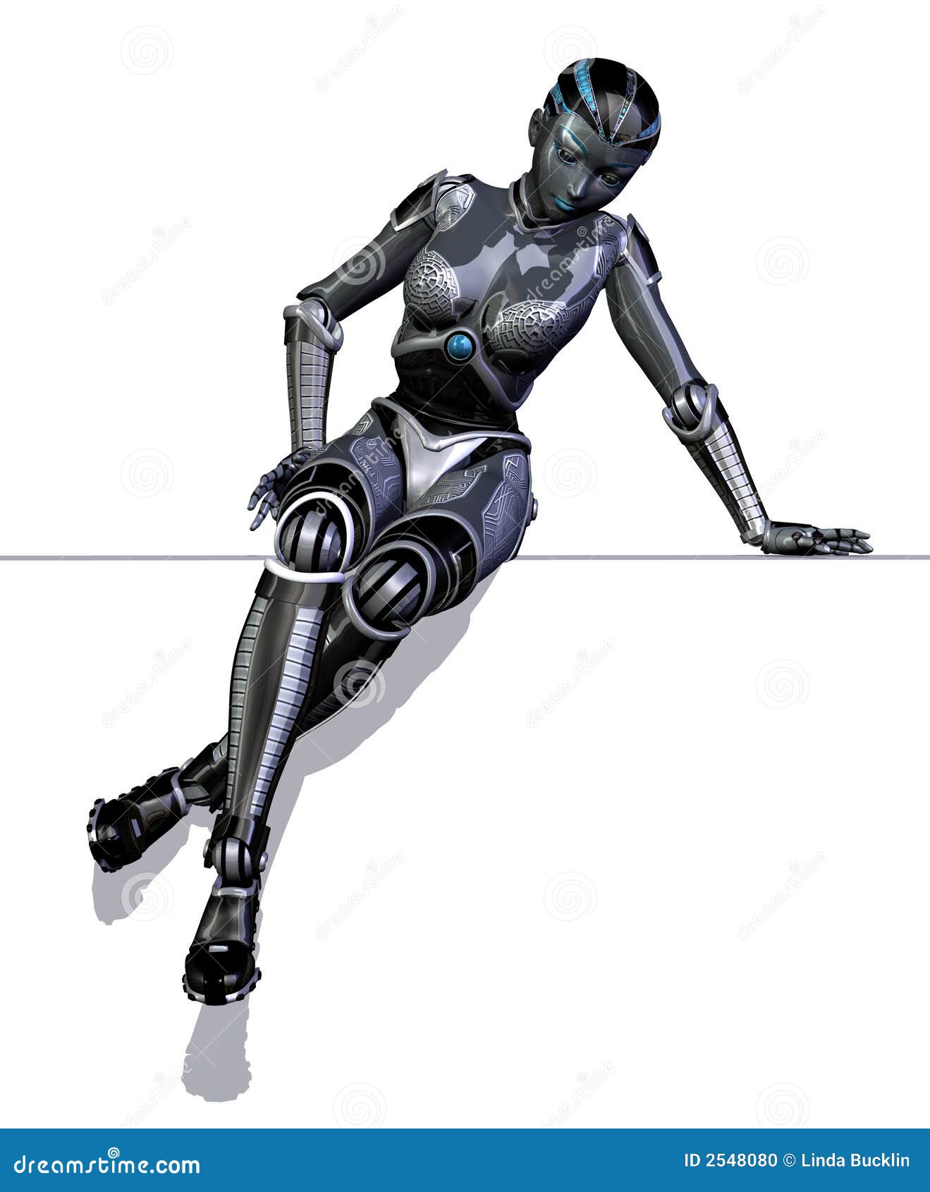 Robot Sitting Leaning on Edge Stock Illustration - Illustration of ...