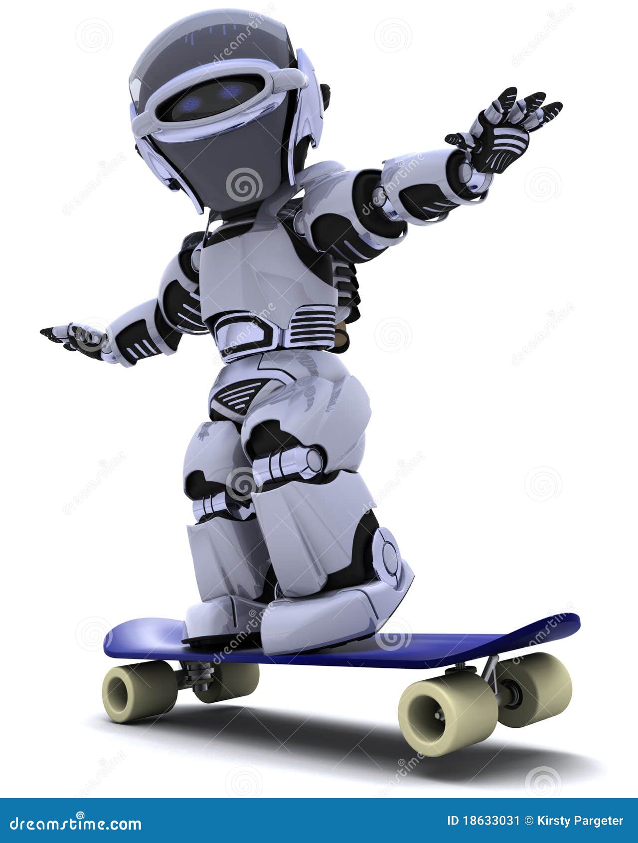 Robot with skateboard stock illustration. Illustration of cyborg - 18633031