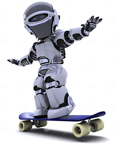 Robot with skateboard stock illustration. Illustration of cyborg - 18633031