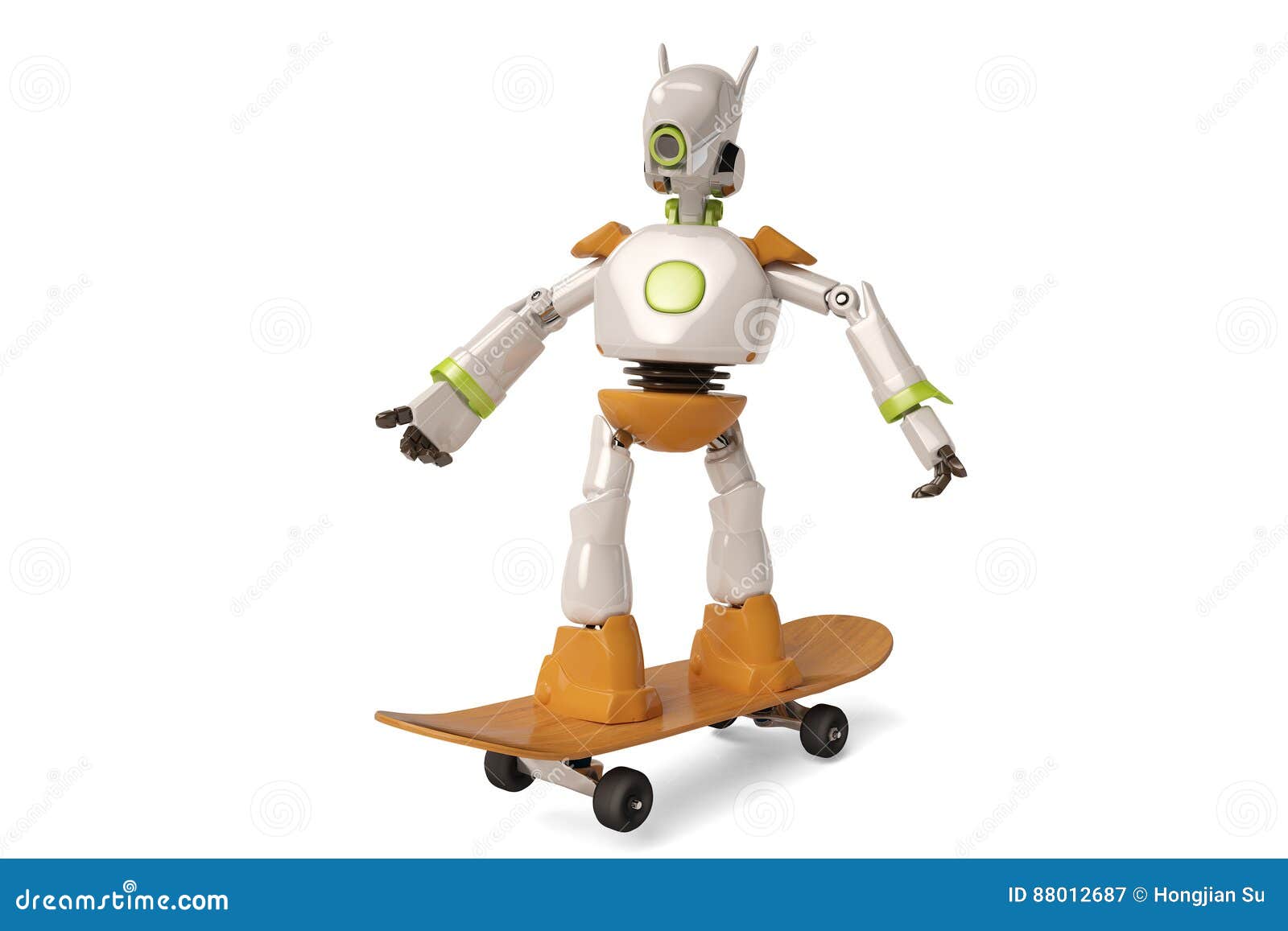 Robot with Skateboard ,3D Illustration. Stock Illustration ...