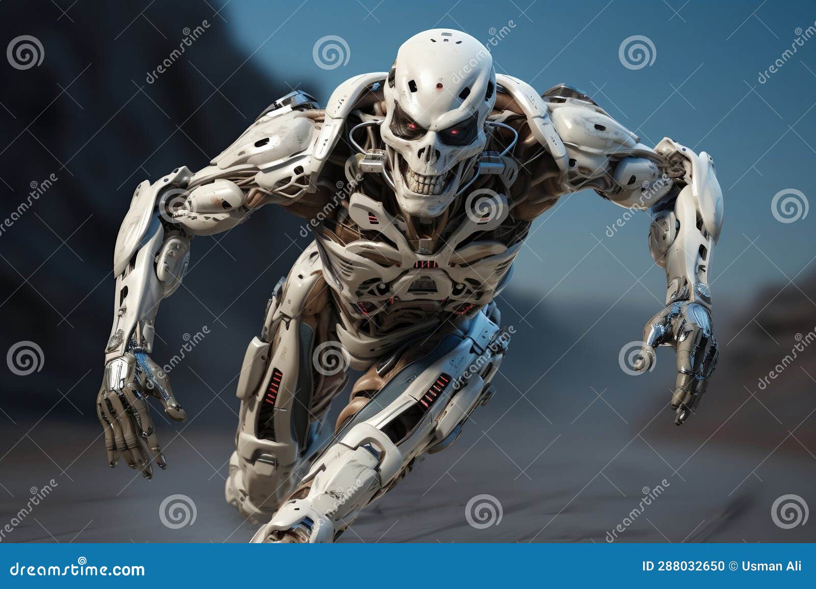 A Robot Skeleton on a Plain White Background. AI Stock Illustration ...