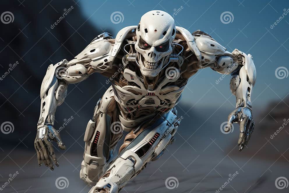 A Robot Skeleton on a Plain White Background. AI Stock Illustration ...