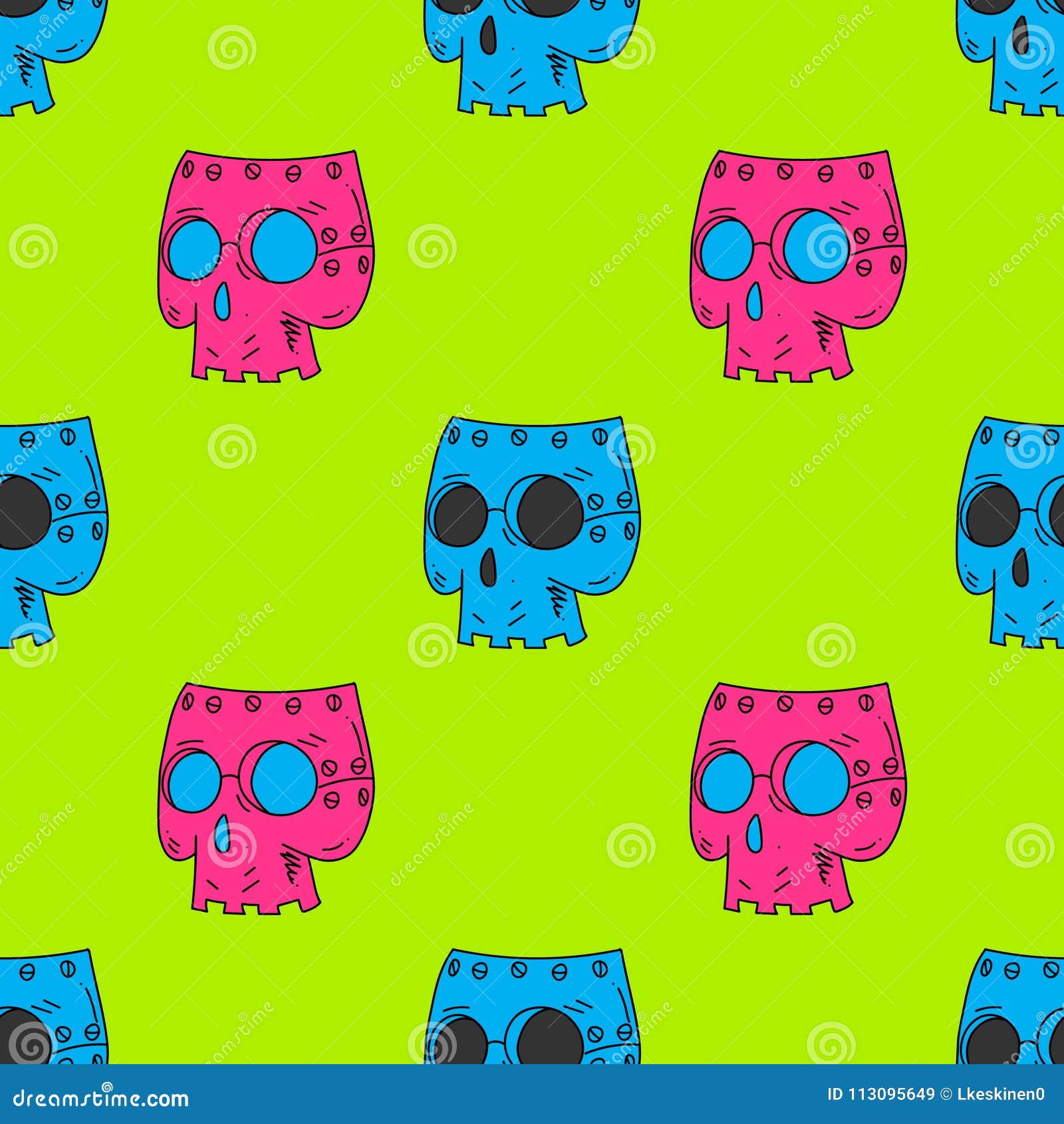 Robot Skull Mask Seamless Pattern Stock Vector - Illustration of ...