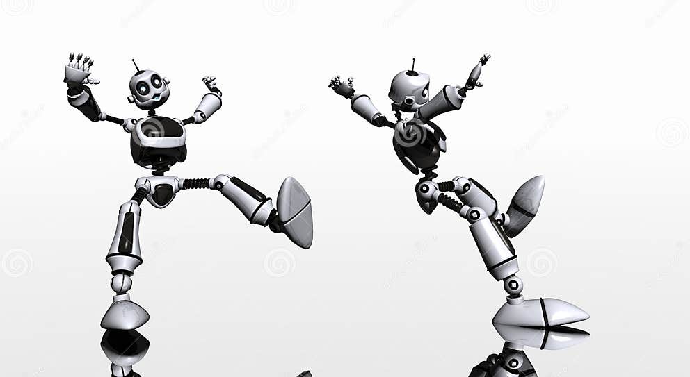 Robot slips and falls stock illustration. Illustration of cyborg - 4503445