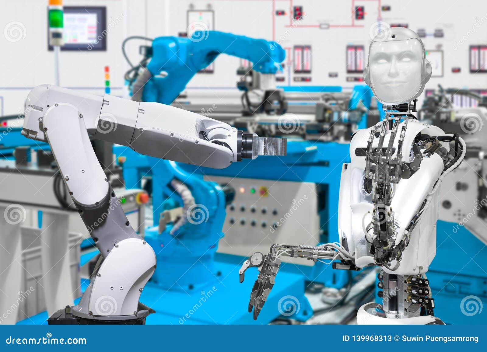 Robot in Smart Factory, Future Technology Concept Stock Illustration ...