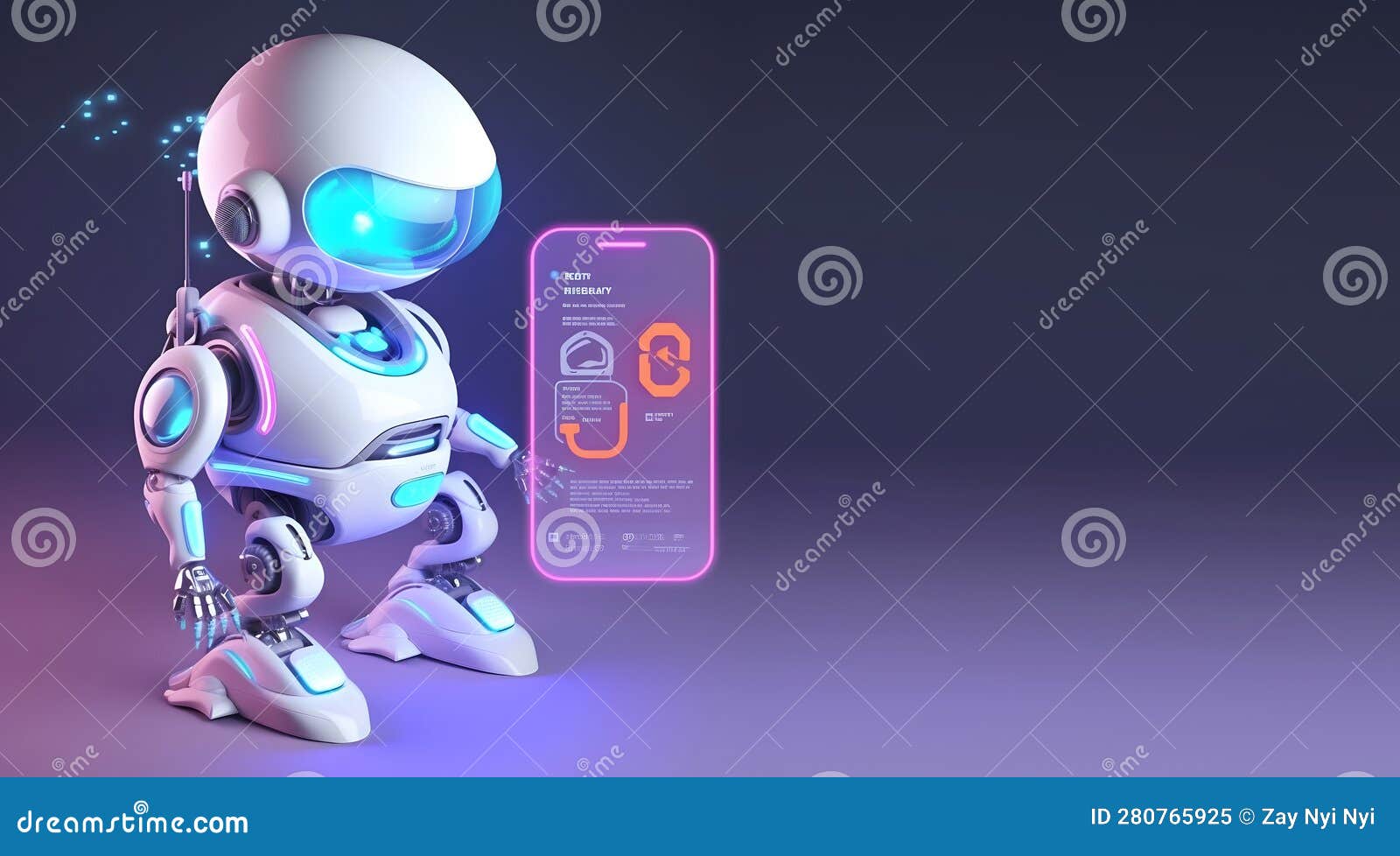 Robot beside Smartphone Screen. Concept of Chatbot or Ai Assistant. AI ...